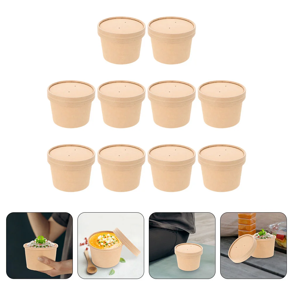 아이스크림 크래프트 식품 일회용 종이 컵 수프 그릇 용기 요구르트 디저트 컵 테이크 고 순대 뚜껑 서버 보관