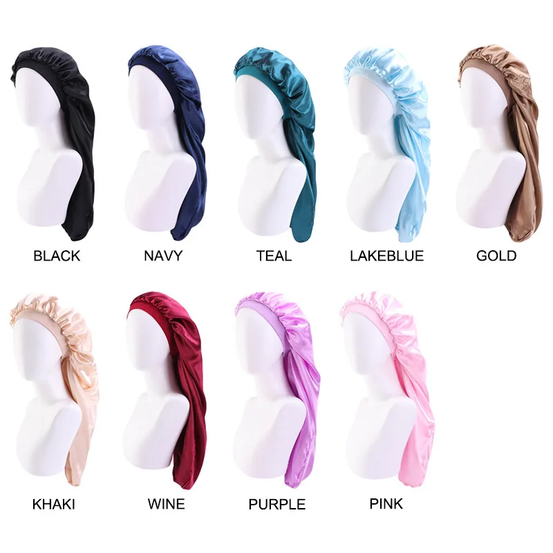 Double-layer-satin-long-tube-hat-night-cap-hair-care-cap-turban-cap ...