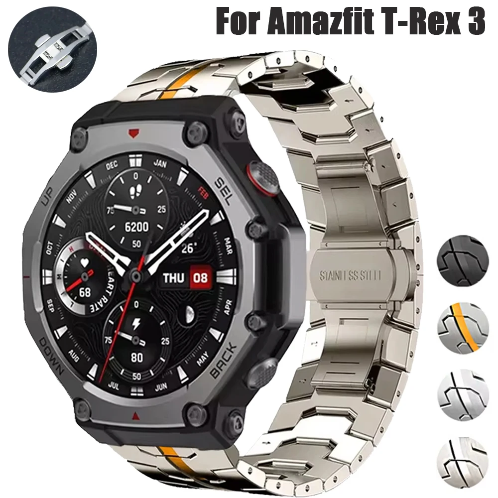 Luxury Stainless Steel Band For Amazfit T Rex 3 Replaceable Metal Strap ...