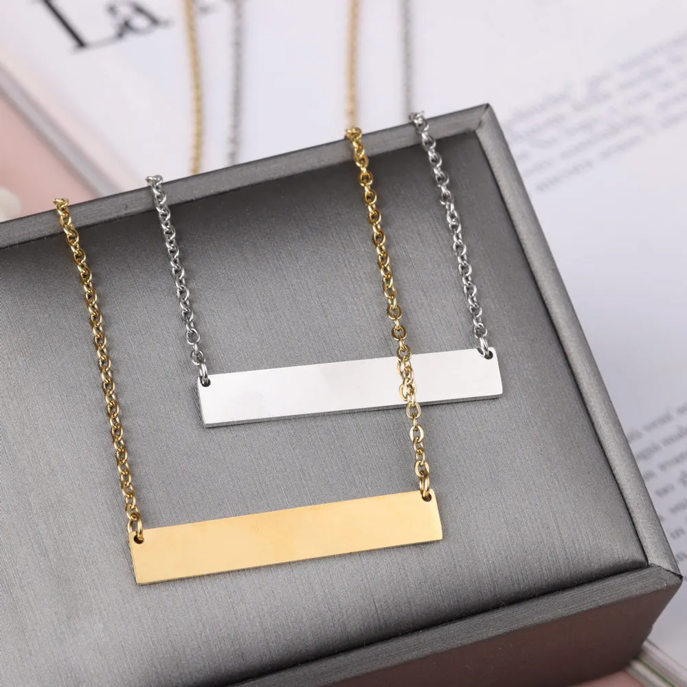 40mm-Horizontal-Bar-Pendant-Necklace-Custom-Letter-Print-Name-Stainless ...