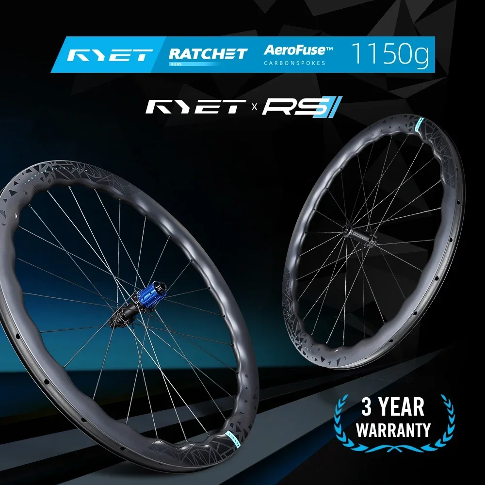 RYET 1150g Full Carbon Road Wheelset UltraLight Aero Disc Brake Carbon ...
