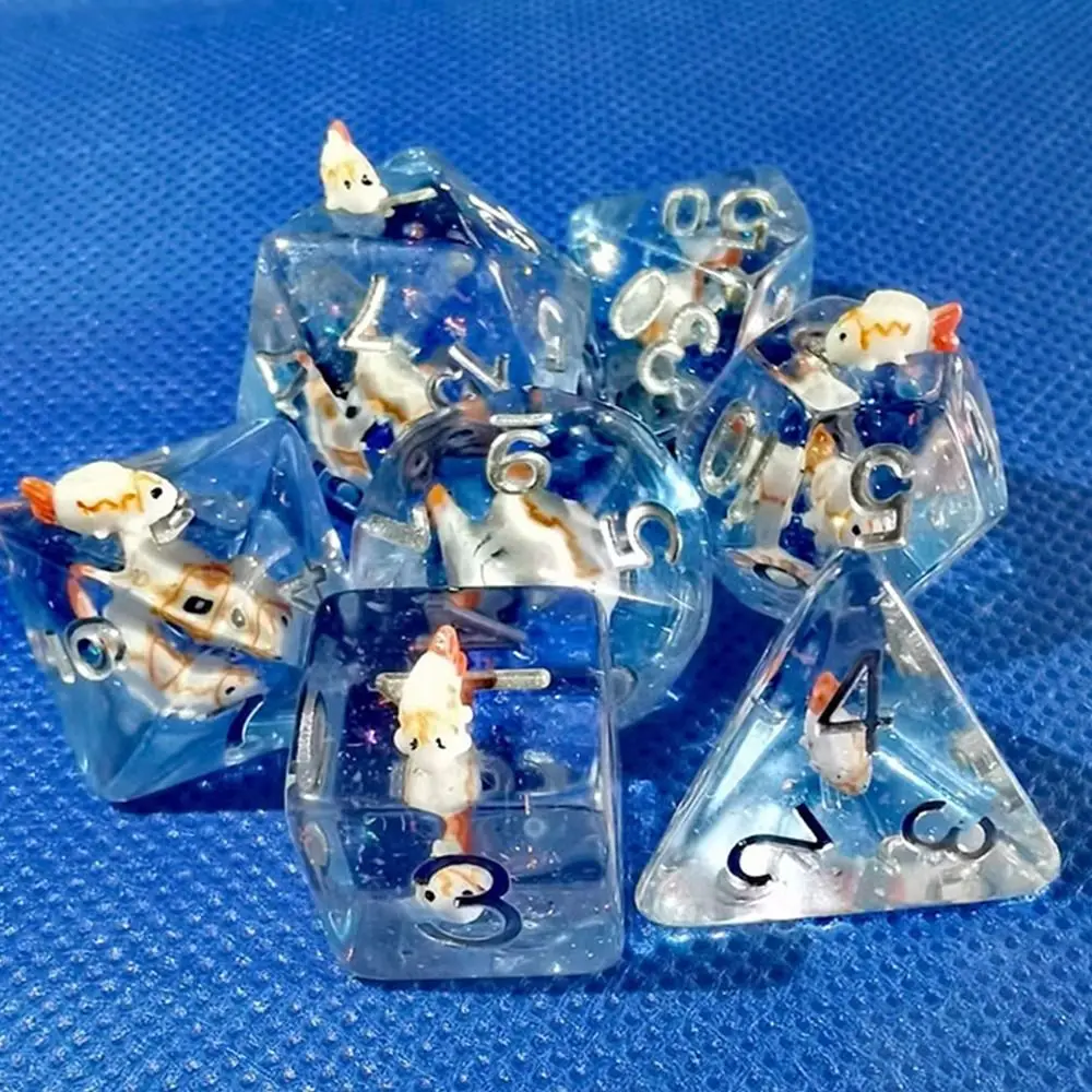 7Pcs-Set-Polyhedral-Resin-Animal-Dice-Set-Built-in-Fish-Dice-For-DND ...