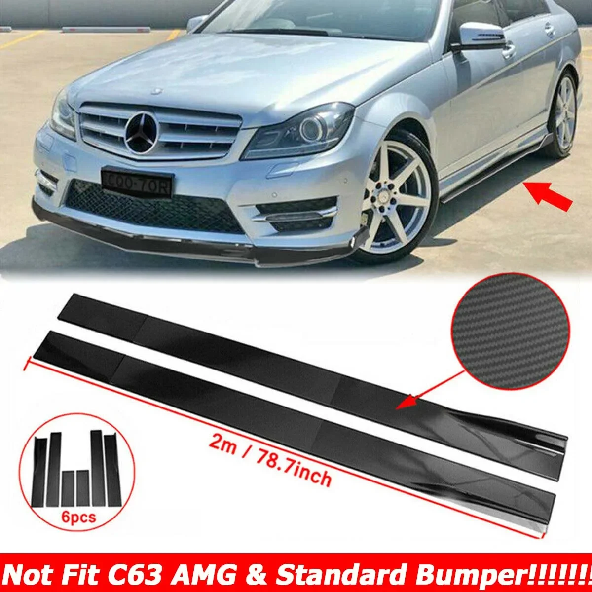 2M-Side-Skirt-Universal-For-Mercedes-W204-C180-C200-C220-C250-C300 ...