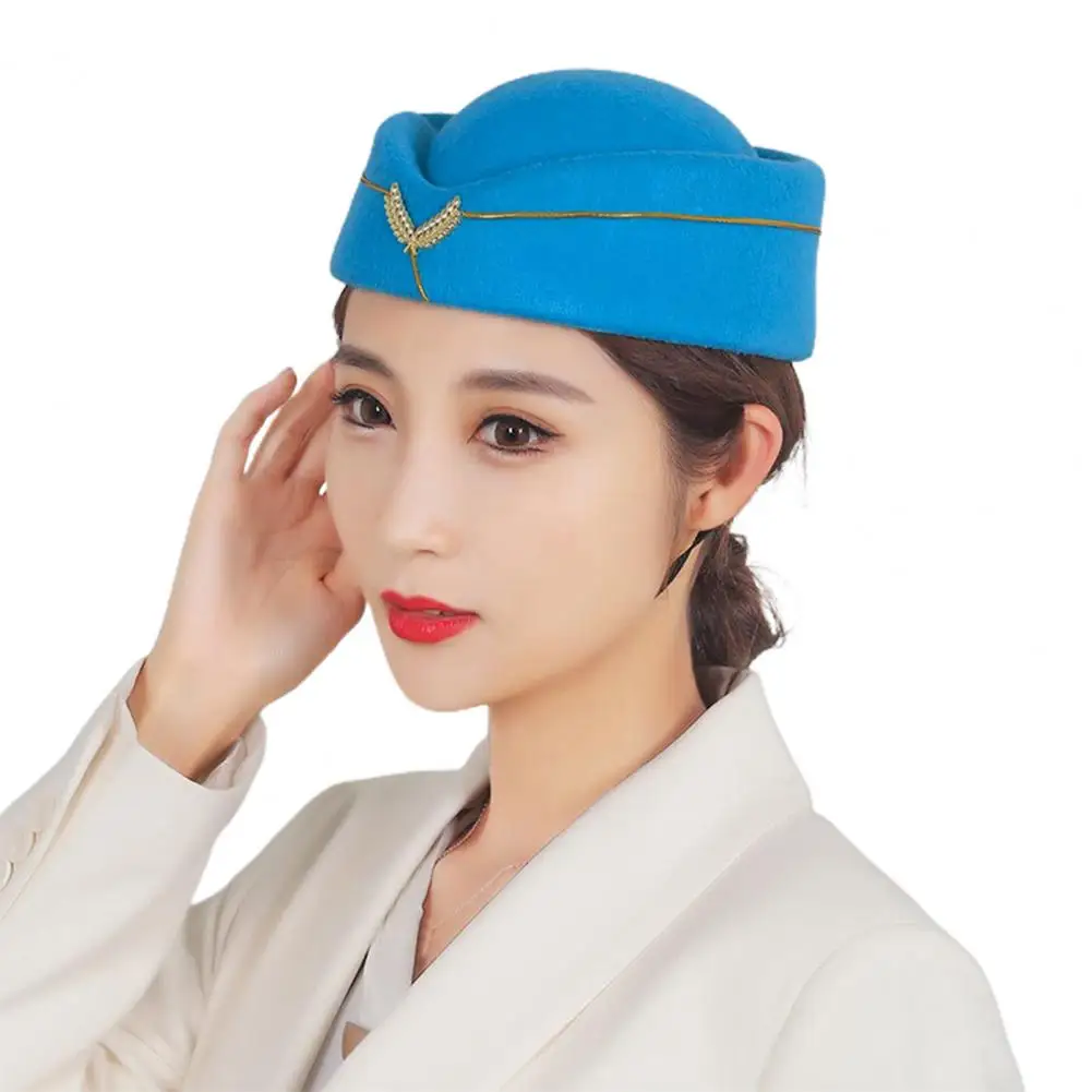 Women-Stewardess-Hat-Elegant-Embroidery-Badge-Dress-Up-Woolen-Air ...