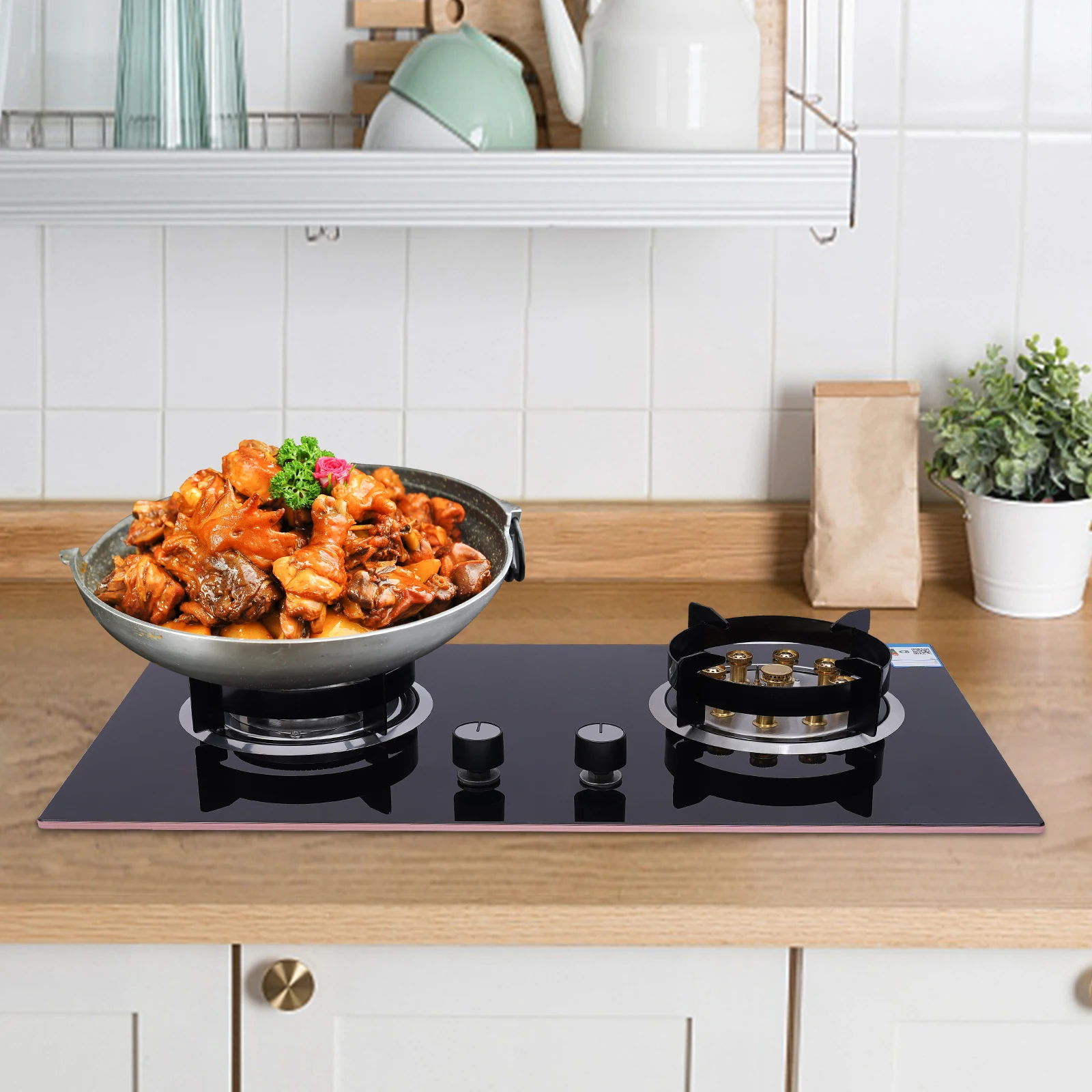 High-Efficiency Built-in Gas Stove with Dual Burners, 4.2KW & 5.2KW ...