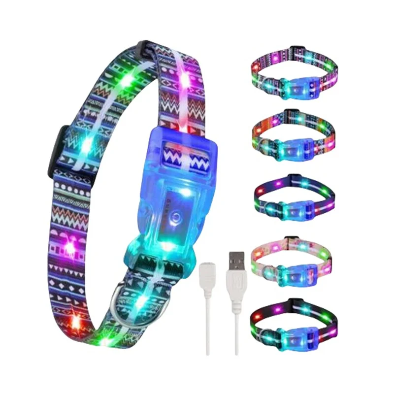 Collares-LED-para-perros-y-mascotas-collar-luminoso-con-hebilla-IP68 ...