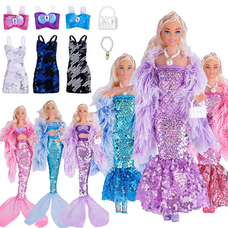 Tenue-de-v-tements-beurre-pour-Barbie-robe-de-mode-beaut-brillante-jupe-queue-de-poisson.jpg
