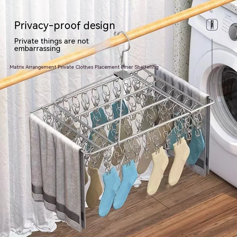 Laundry-Drying-Rack-20-40-Clips-Clothes-Hangers-Collapsible-Metal-Dryer ...