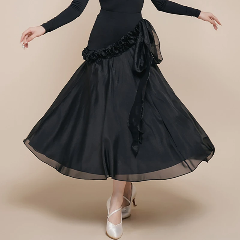 Modern Dance Half Skirt Women Adult Ballroom Waltz Printed Long ...