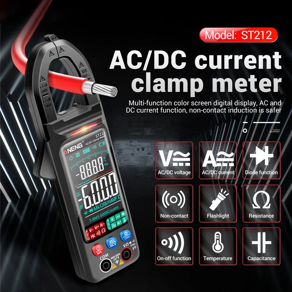 ST212-Pro-DC-AC-Current-Digital-Clamp-Meter-Large-VA-Color-Screen ...