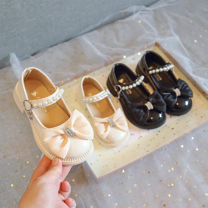 Little-Girls-Shoes-Cute-Bow-Patent-Leather-Princess-Solid-Color-Kids ...