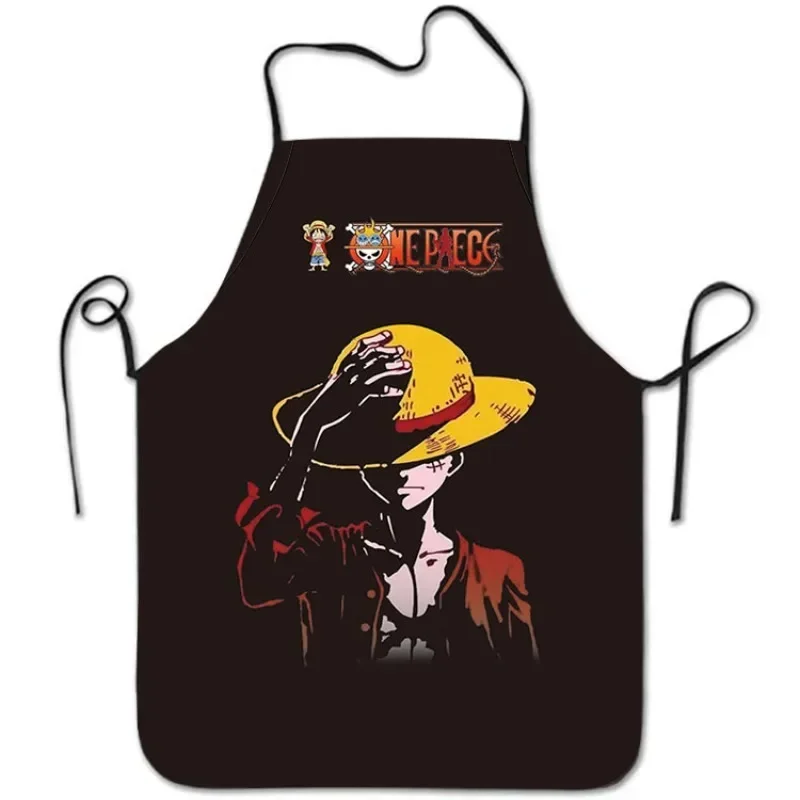One Pieces Luffy Apron Printed Cartoon Anime Apron Kitchen Cuisine ...