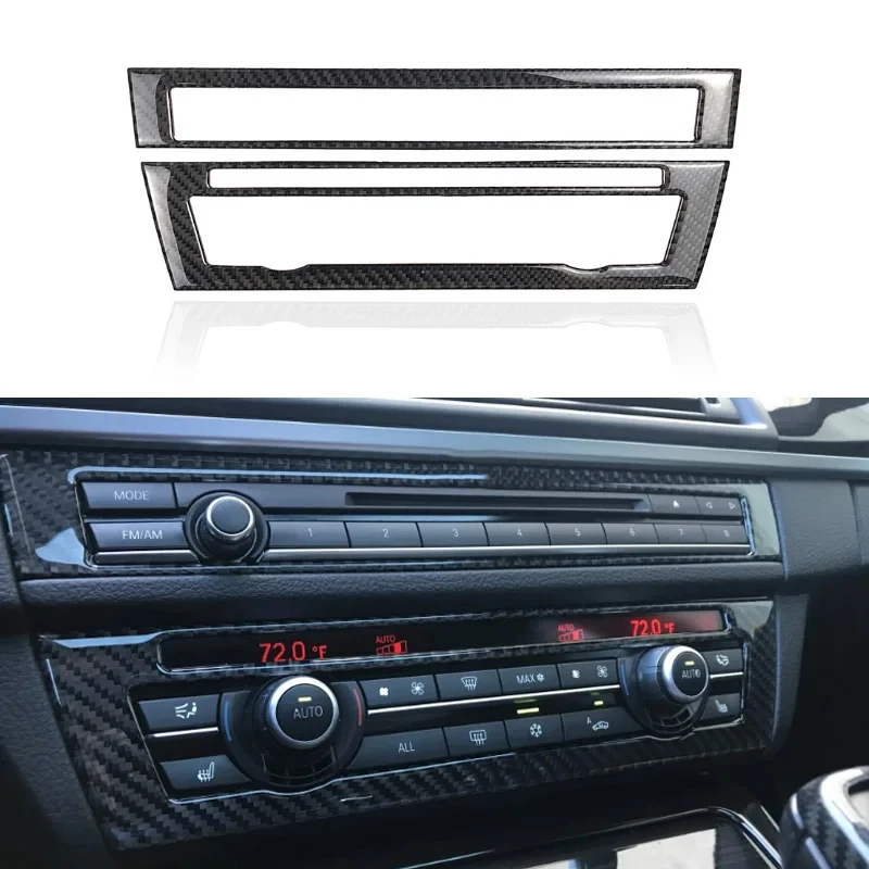 2pcs-Car-Real-Carbon-Fiber-Air-Conditioning-CD-Control-Panel-Cover-Trim ...