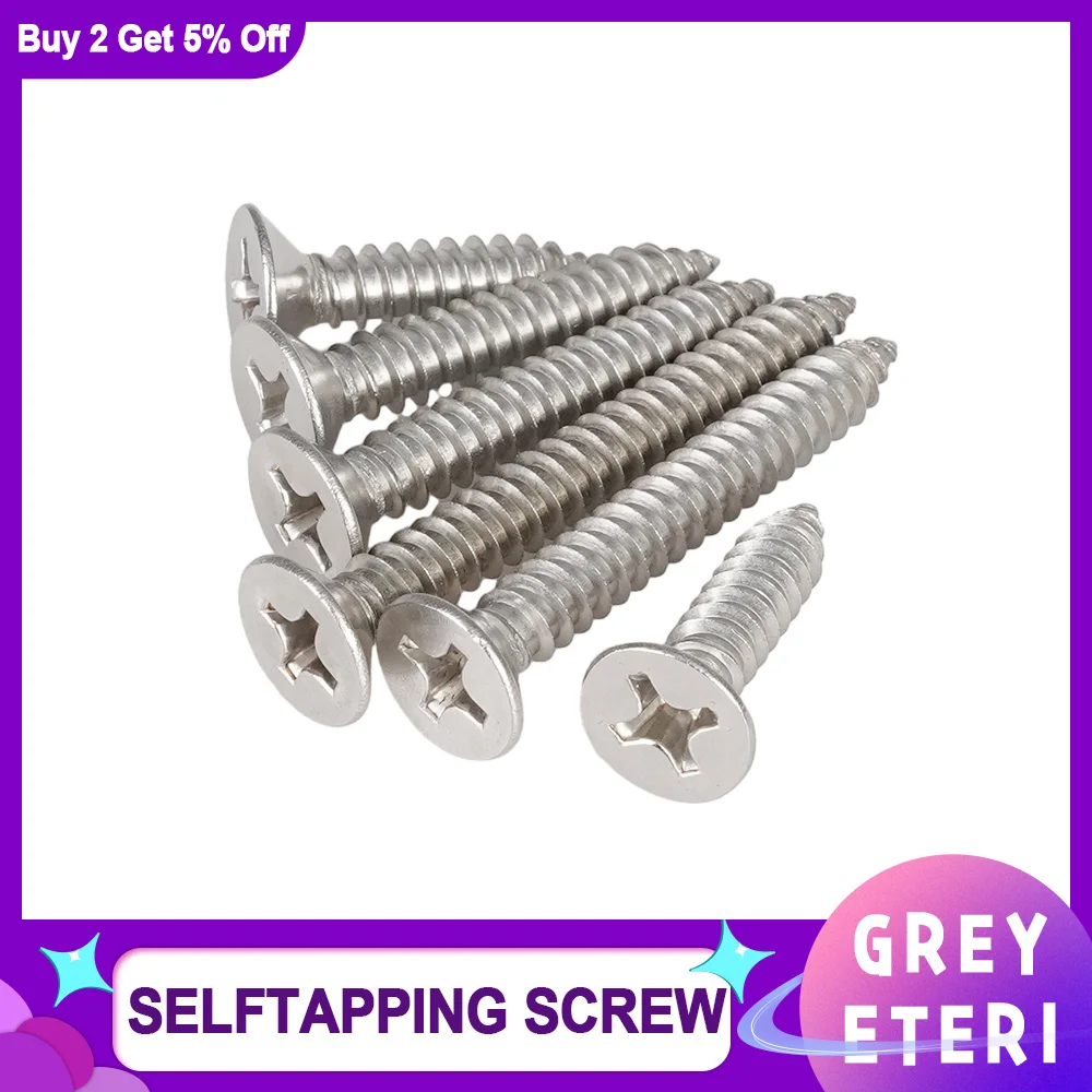 304-Stainless-Steel-Self-Tapping-Screws-Flat-Head-Recessed-Countersunk ...