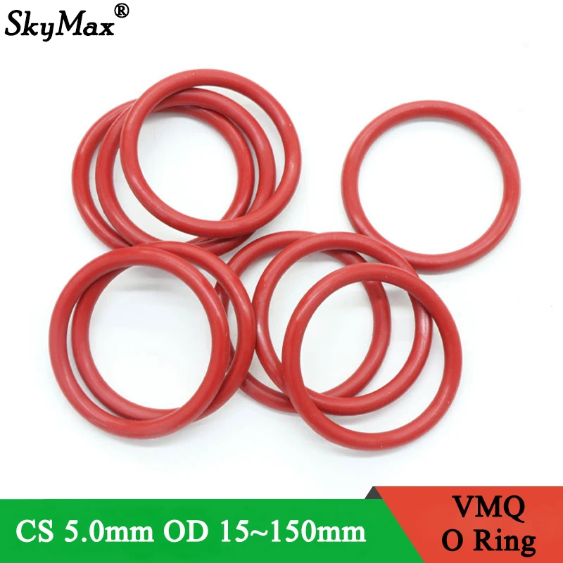 10pcs VMQ O Ring Seal Gasket CS 5mm OD 15 ~ 150mm Silicone Rubber ...