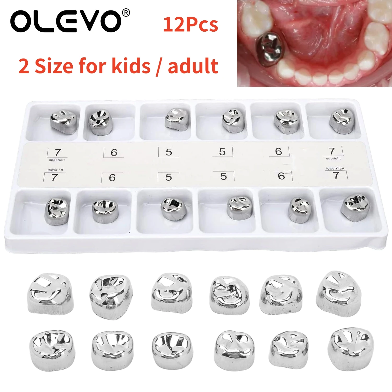 12Pcs-Box-Dental-Preformed-Metal-Crown-Stainless-Steel-Temporary-Crowns ...