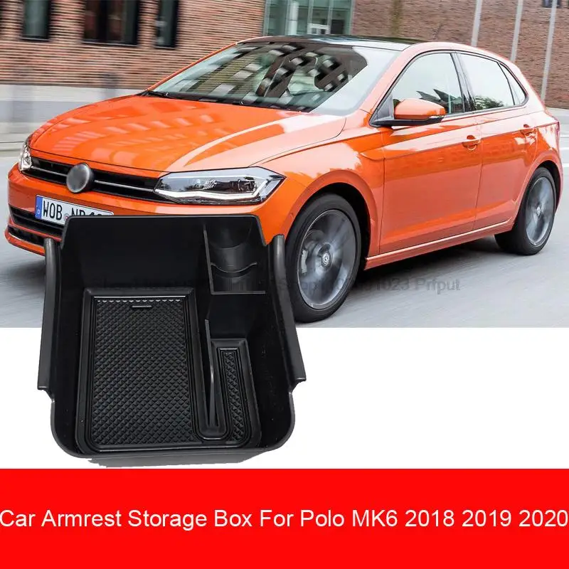 Car Armrest Storage Box For VW Volkswagen Polo MK6 2018 2019 2020 ...
