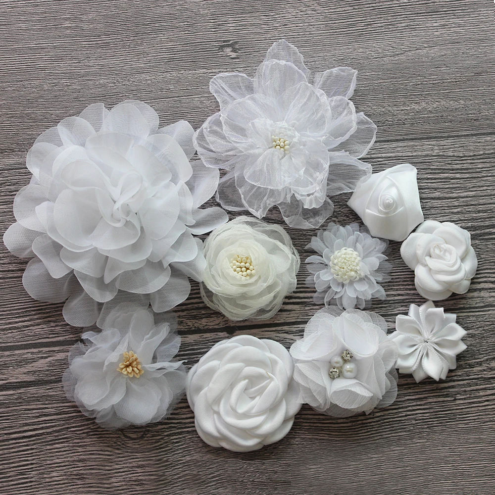 10pc-lot-Vintage-Artificial-Flowers-Accessory-For-dresses-Apparel-DIY-rosette-Fabric-Silk ...