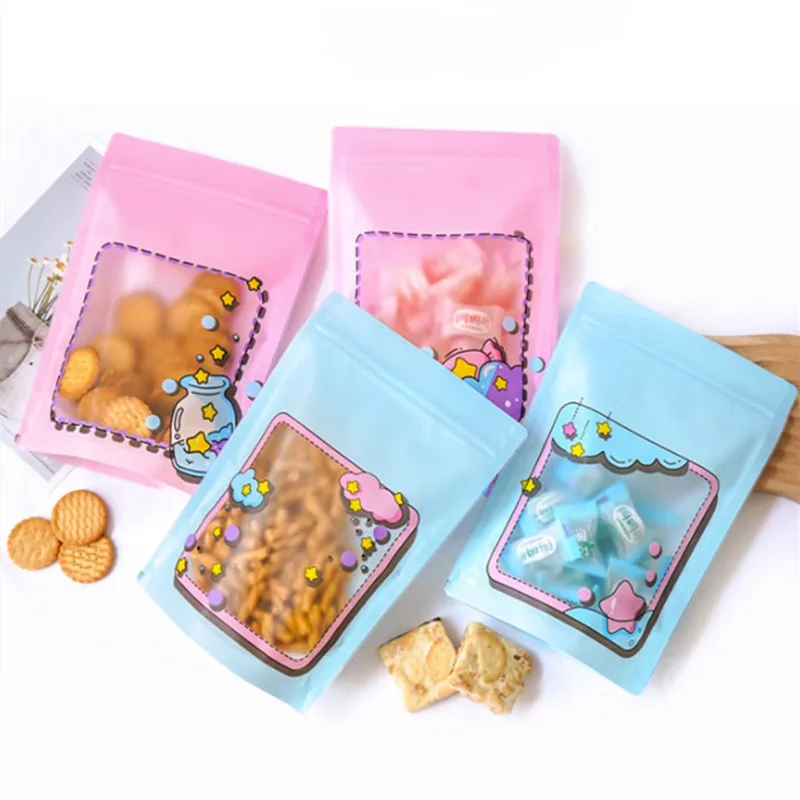 10PCS-100PCS-Stand-up-Cute-Plastic-Window-Ziplock-Bags-Lovely-Child ...