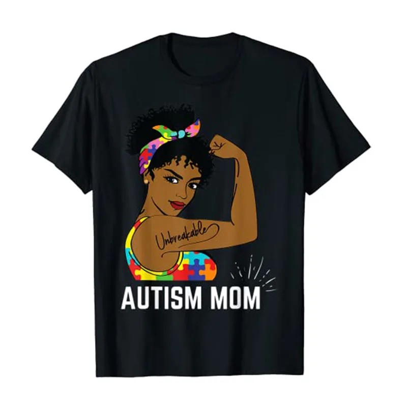 Autism-Awareness-Strong-Mom-Afro-Mother-Black-Women-Gift-T-Shirt ...