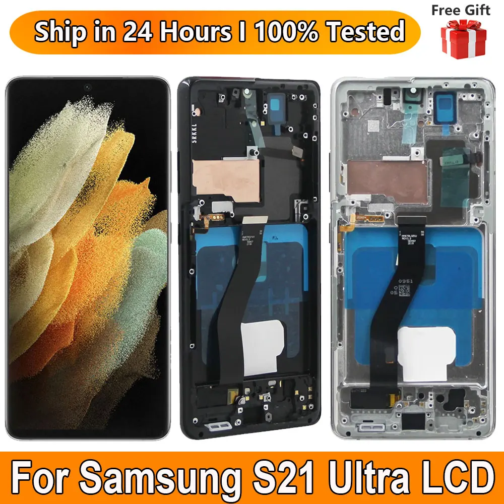 S21-Ultra-Screen-with-Frame-for-Samsung-Galaxy-S21-Ultra-5G-G998B-G998B ...