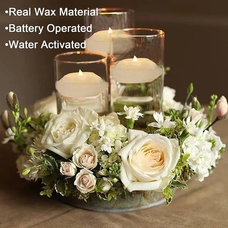 Flickering Flameless Candles Light Lamp Floating On Water Tea Light ...