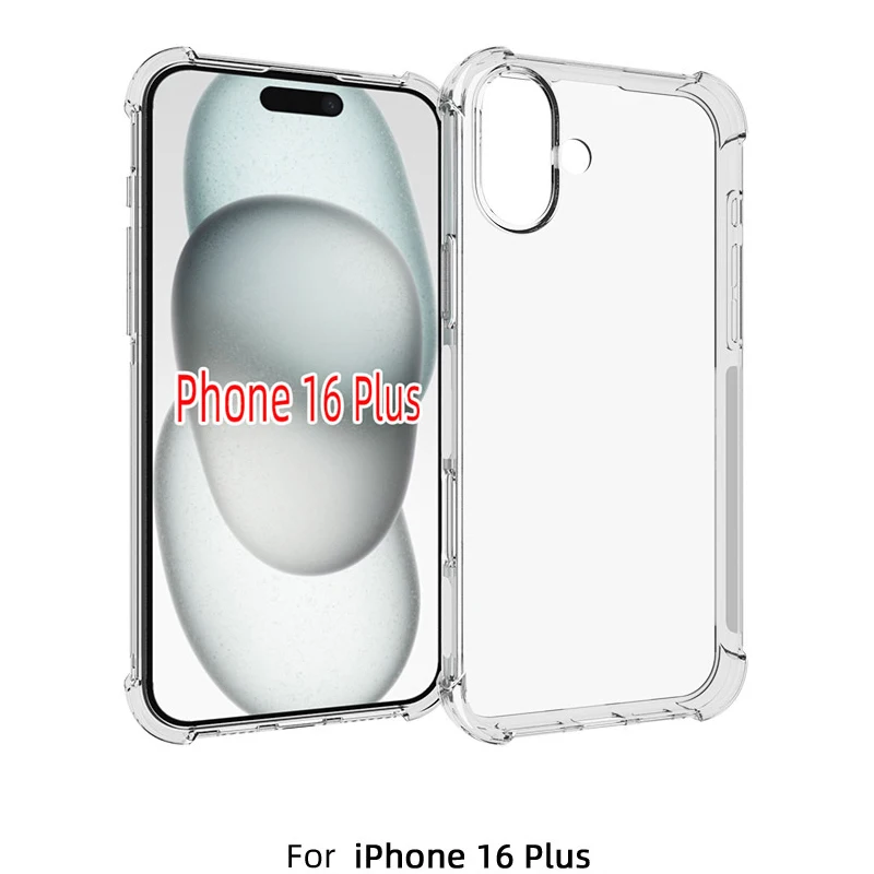 For-iPhone-16-Plus-16plus-5G-Case-Shockproof-Airbag-Silicon-TPU-Clear ...