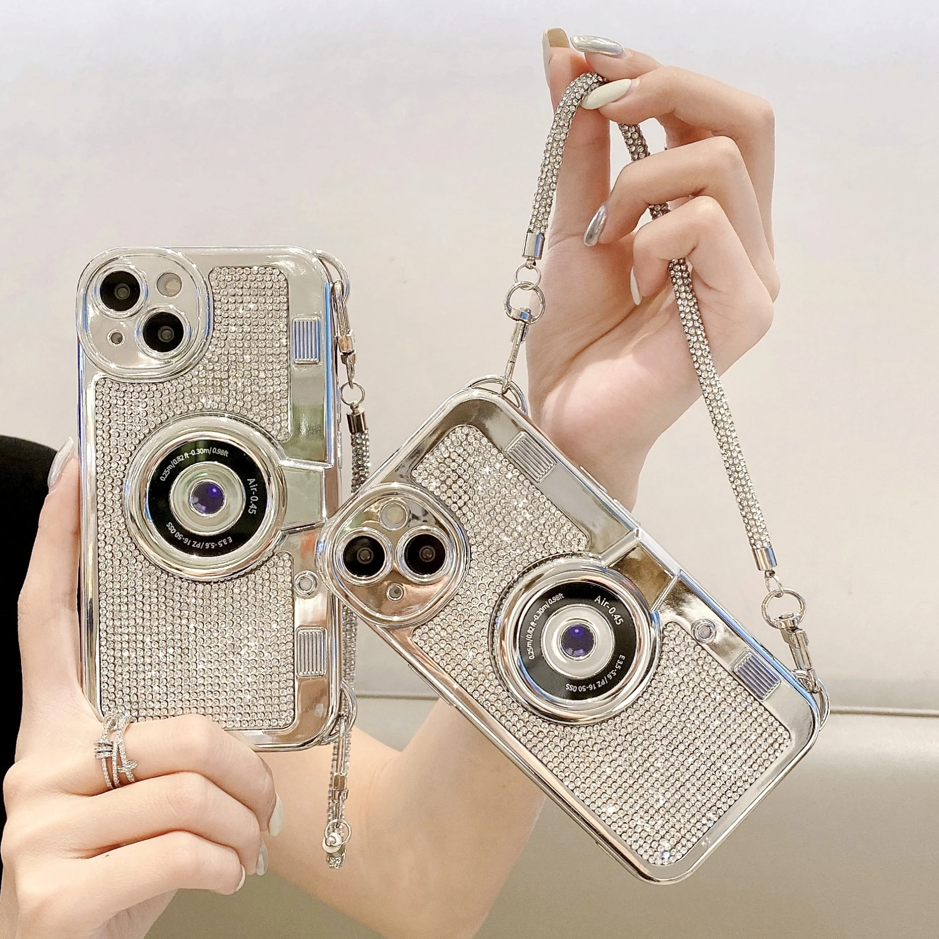 Luxury-full-Glitter-Diamond-3D-Camera-Wrist-Strap-couple-gift-case-for ...