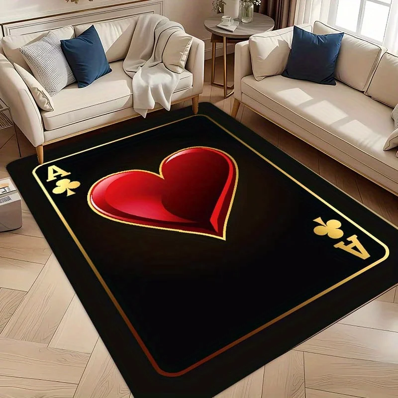 Red heart spade A pattern Flannel-printed floor mats are slip-resistant ...