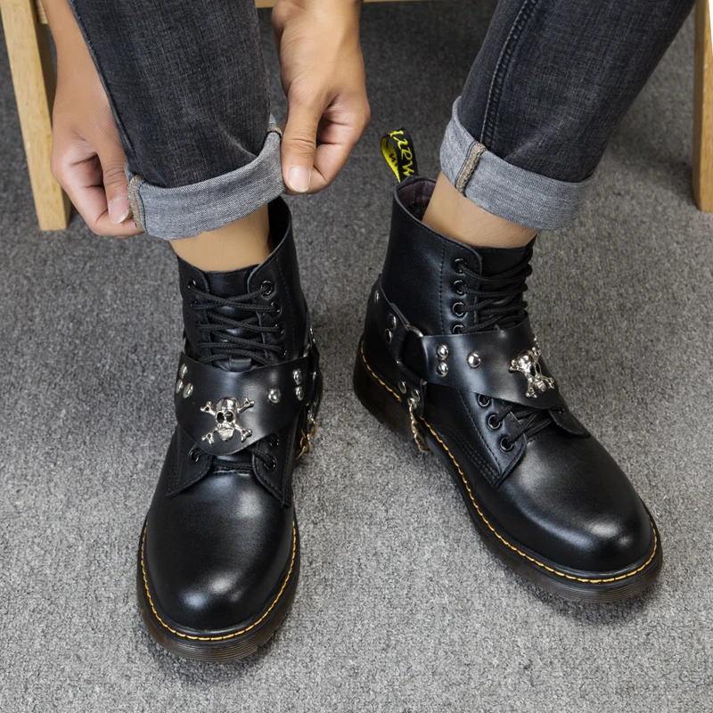 Botas de motocicleta para hombre y mujer, botines con plataforma de ...