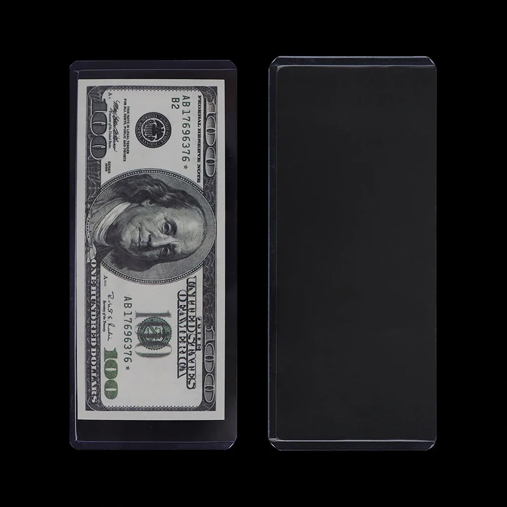 Transparent-Bill-Holder-Clear-Hard-PVC-Banknotes-Sleeves-Side-Loading ...