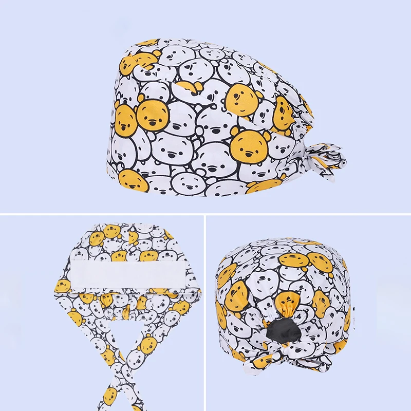 Cute Bear Print Surgical Caps Women Medical Hat Hospital Nurse Doctor ...