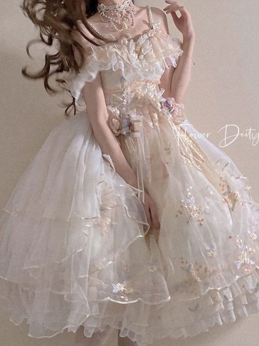 Flower God Flora Lolita Dress Elegant Embroidered Summer Lolita Flower ...