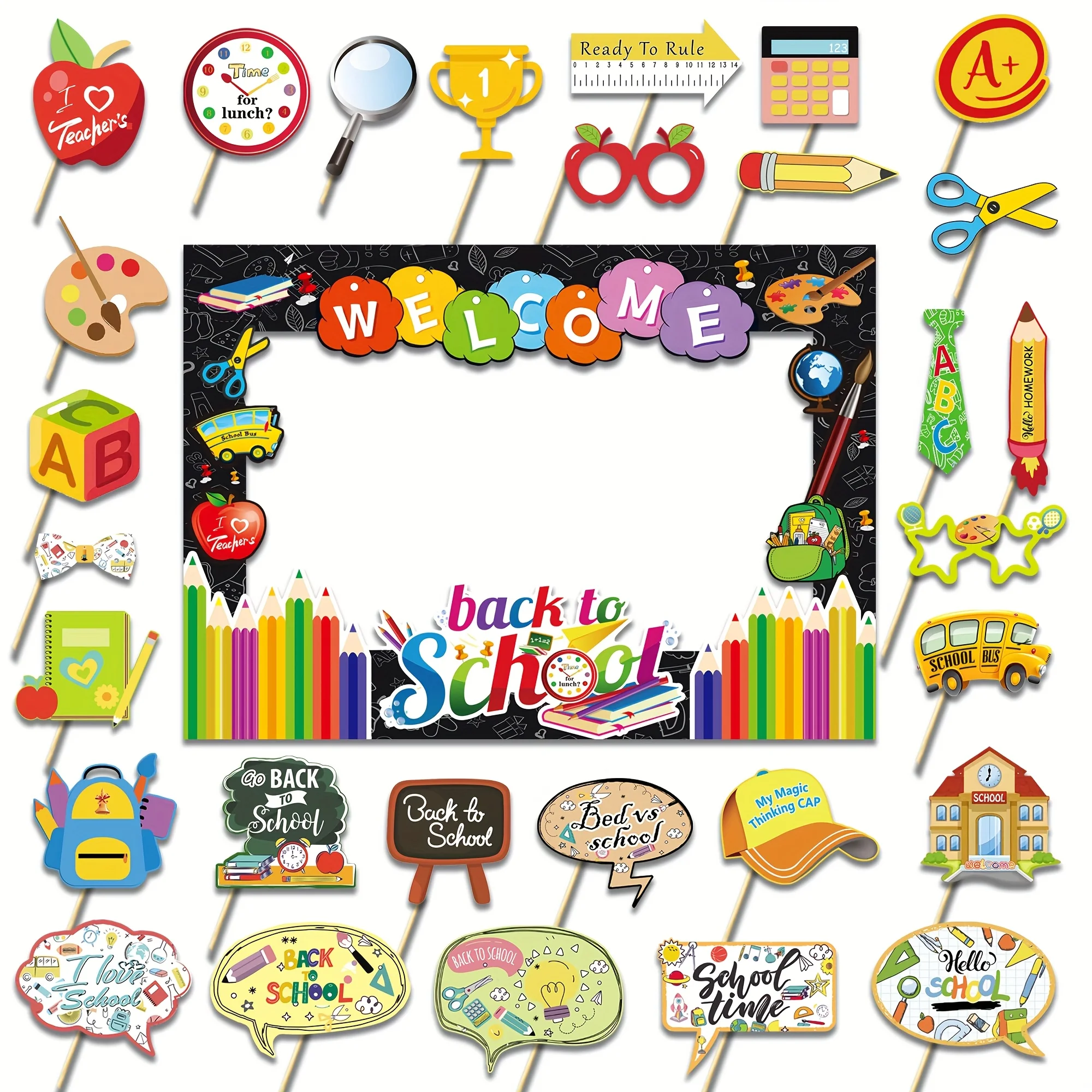 1/29/30pcs Back To School Paper Photo Props Frame For Classroom ...