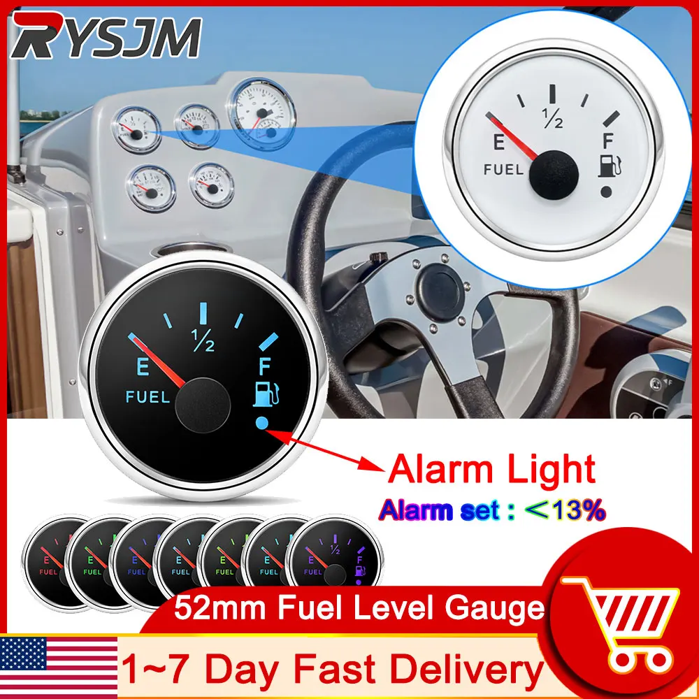 52mm-Fuel-Level-Gauge-12V-24V-Fuel-Tank-Level-Meter-0-190-OHM-240-33ohm ...
