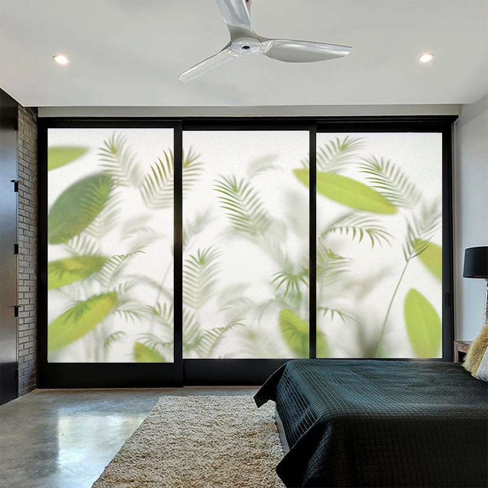 Non-glue-Detachable-Privacy-Window-Frosted-Film-Hazy-Greenery-Pattern ...