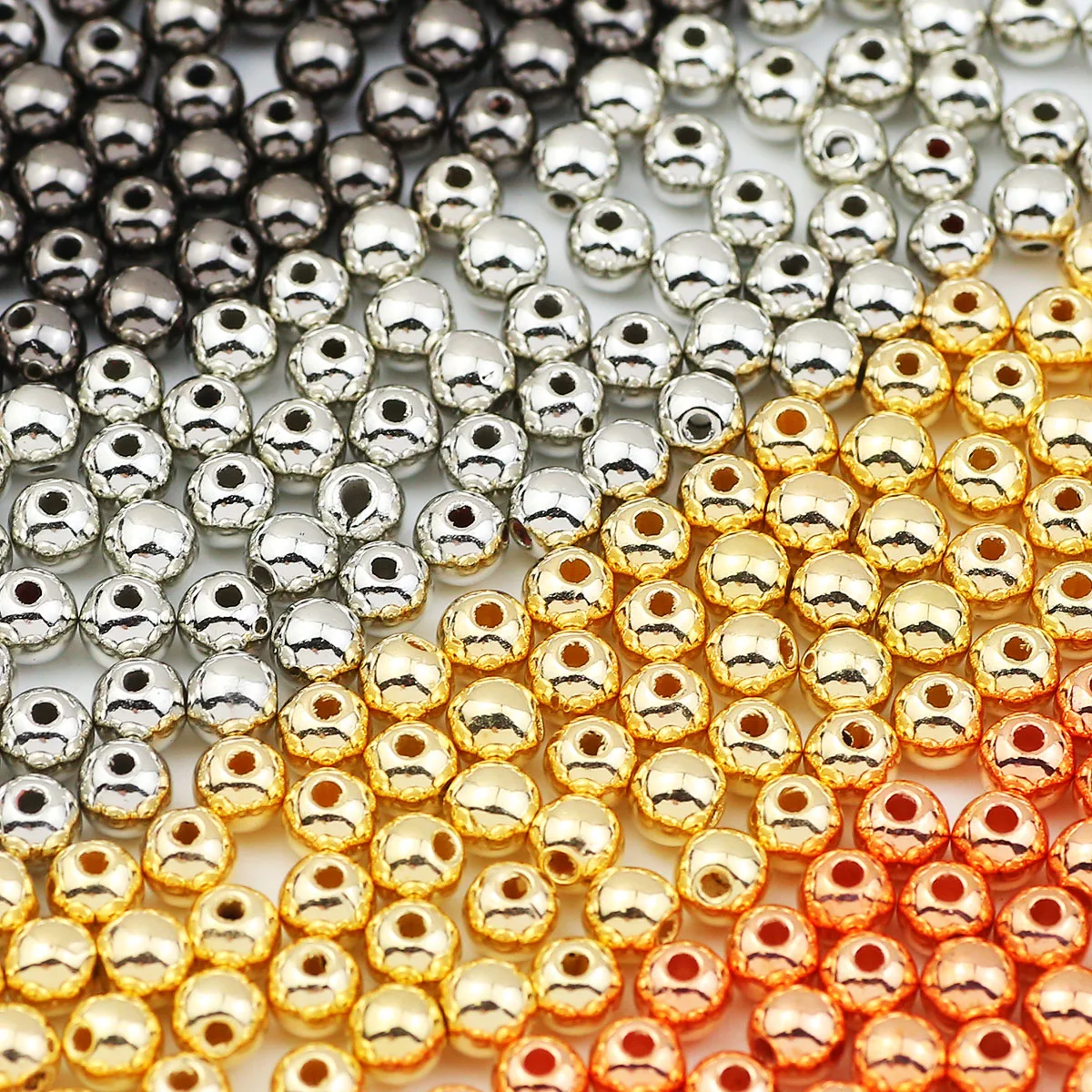50~500pcs 3/4/5/6/8/10mm Glossy Round Beads CCB Gold Silver Plated ...
