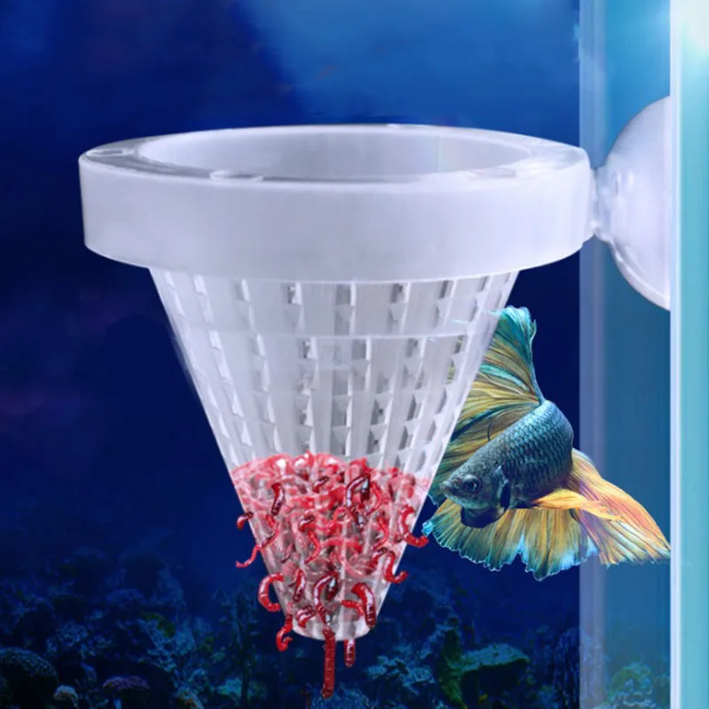 1pc Plastic Feeder With Suction Cup For Aquarium Red Worm Feeding Fish ...
