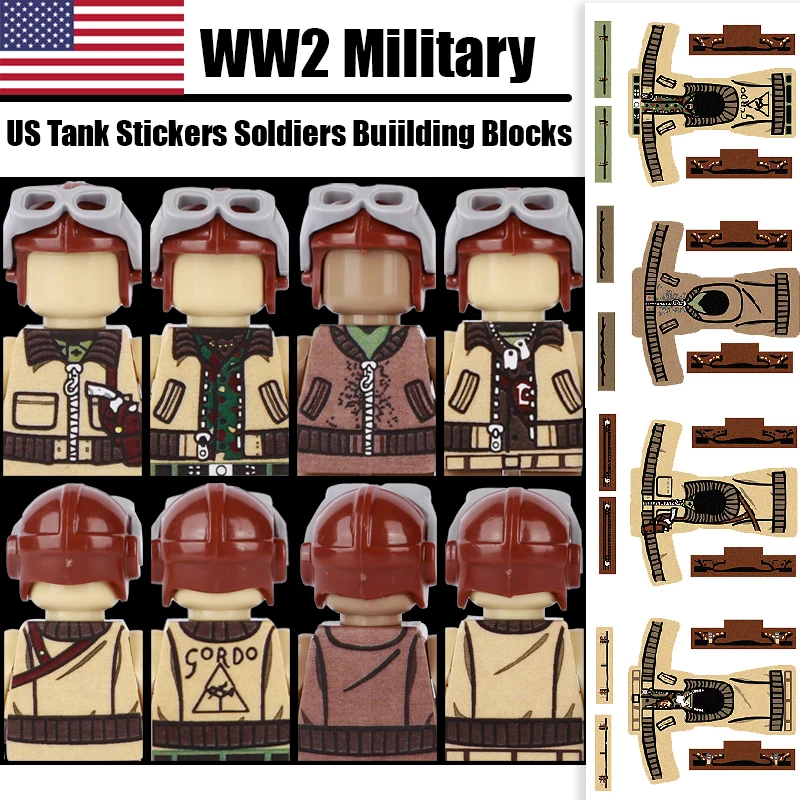MOC-WW2-US-Tank-Stickers-Soldiers-Building-Blocks-Helmets-Armored-Army ...