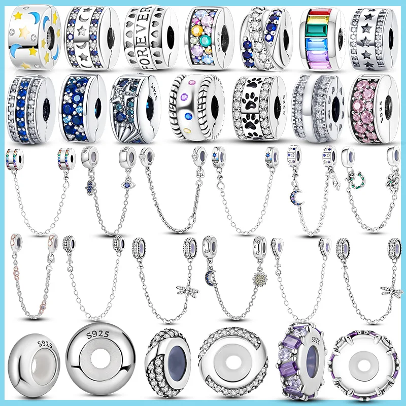 925-Sterling-Silver-Clip-Charm-Silicone-Stopper-Bead-Fit-Original ...
