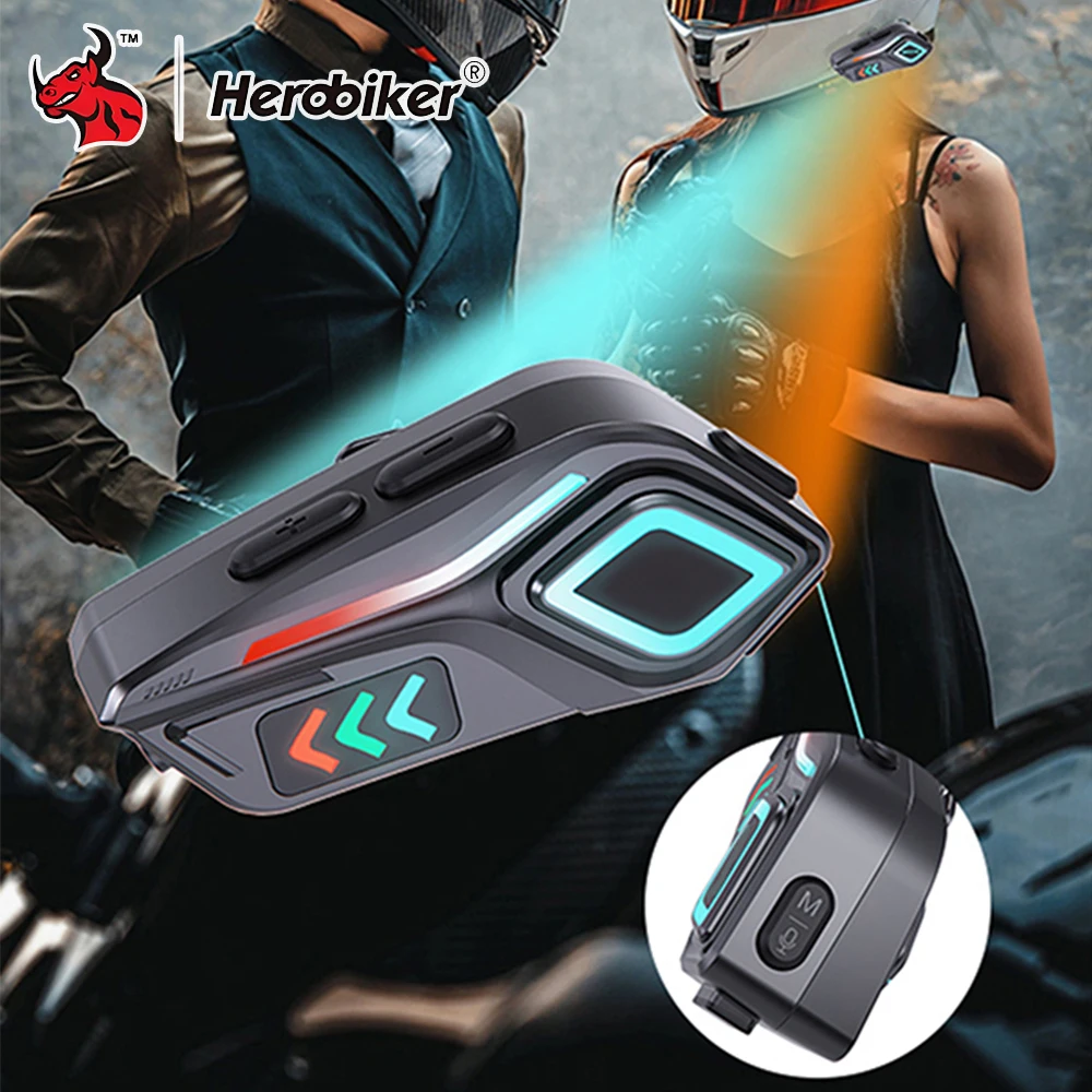 Wireless Motorcycle Helmet Headset HD Sound Interphone 40H Talk Time ...
