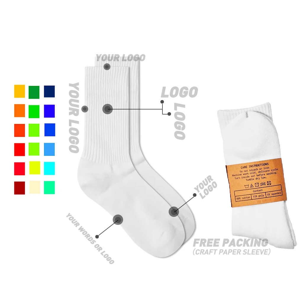 5 pairs high quality Custom crew socks custom logo men socks unisex ...