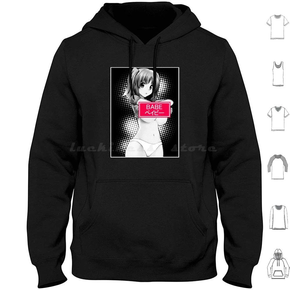 Anime Babe Undress Big Boobs Hoodie Cotton Long Sleeve Waifu Babe Anime ...
