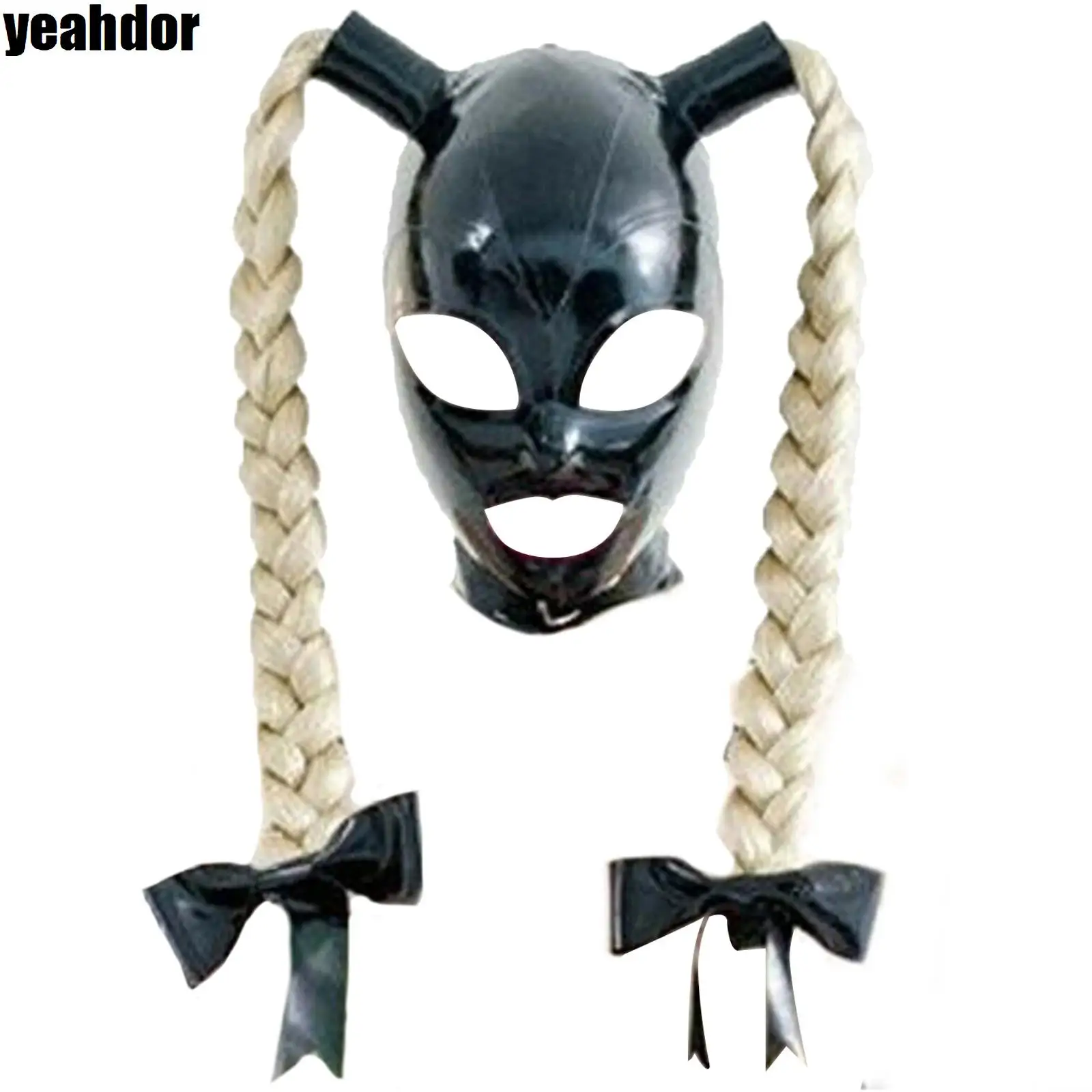 Unisex-Adult-Latex-Hood-Mask-Open-Eyes-Mouth-Head-Cover-Face-Cover-with ...