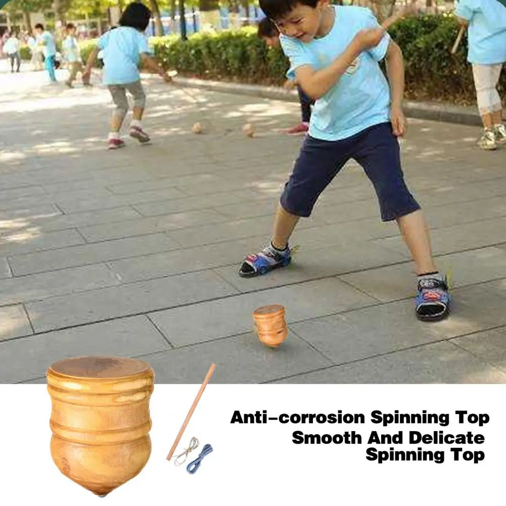 Spinning Top Toy Spinning Top with Whip Rope Wooden Spinning Top Toy ...