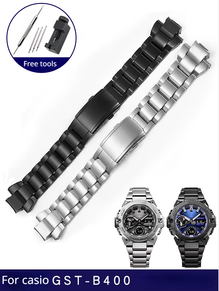 Stainless steel Watch strap for Casio G SHOCK GST B400 steel heart ...