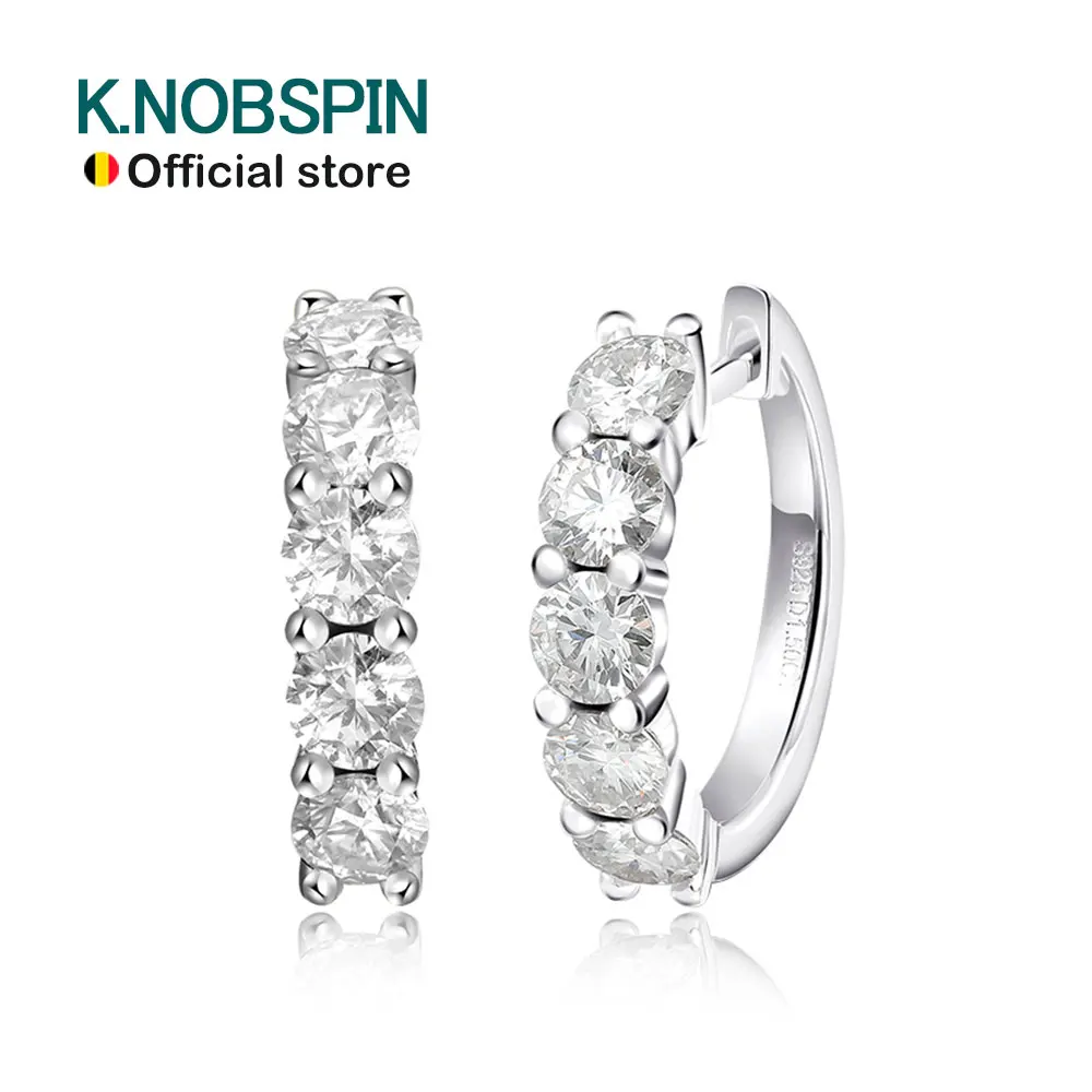KNOBSPIN-D-Color-Moissanite-Loop-Earring-925-Sterling-Sliver-Plated ...