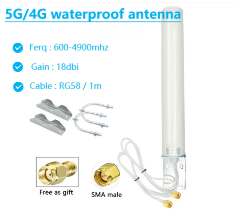 5G 4G LTE GSM Enhance Signal Outdoor Waterproof Dual Cable Aerial 18dbi Omni Lora WiFi GSM ...
