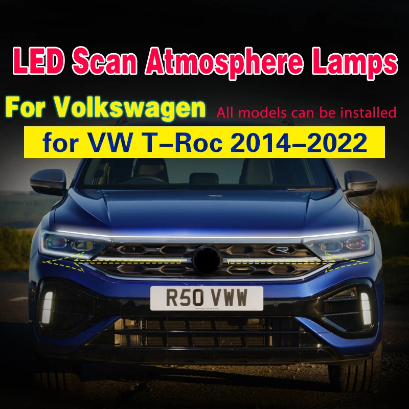 1Pcs-LED-Scan-Starting-Fog-Light-Strip-For-VW-Volkswagen-TROC-T-Roc ...