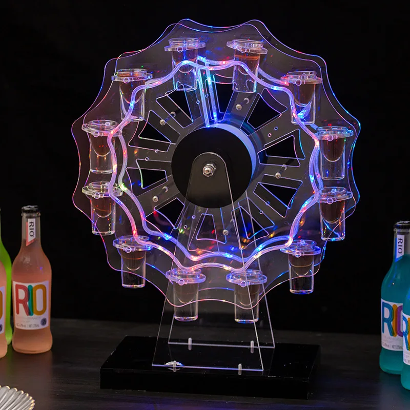 Ferris-Wheel-Shot-Glass-Set-LED-Light-Rechargeable-Whiskey-Cup-Holder ...
